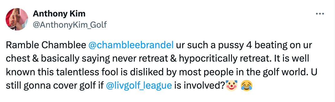 LIV Golf star Anthony Kim tears into Brandel Chamblee