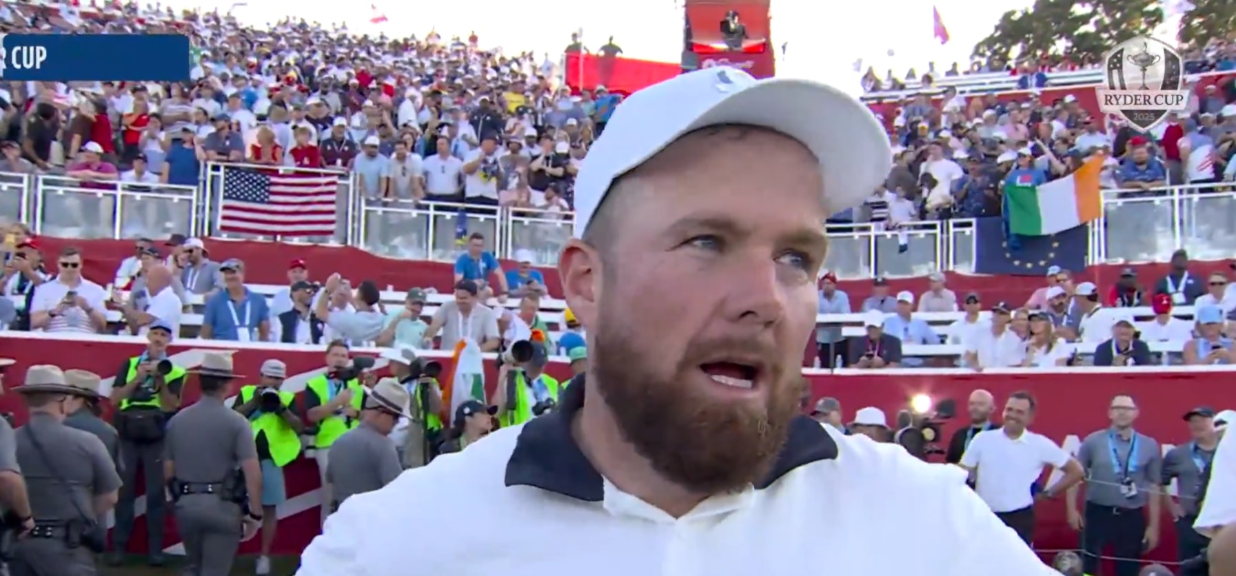 Shane Lowry delivers emotional interview after Ryder Cup glory